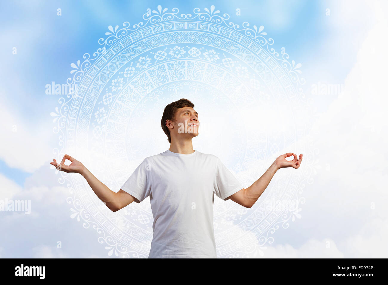 Young man representing soul balance and meditation concept Stock Photo ...