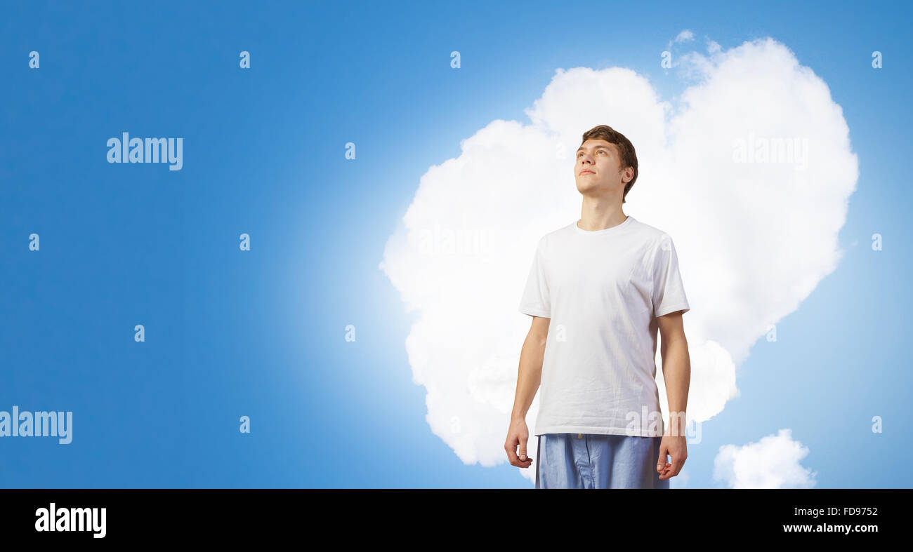 Young man representing soul balance and meditation concept Stock Photo ...