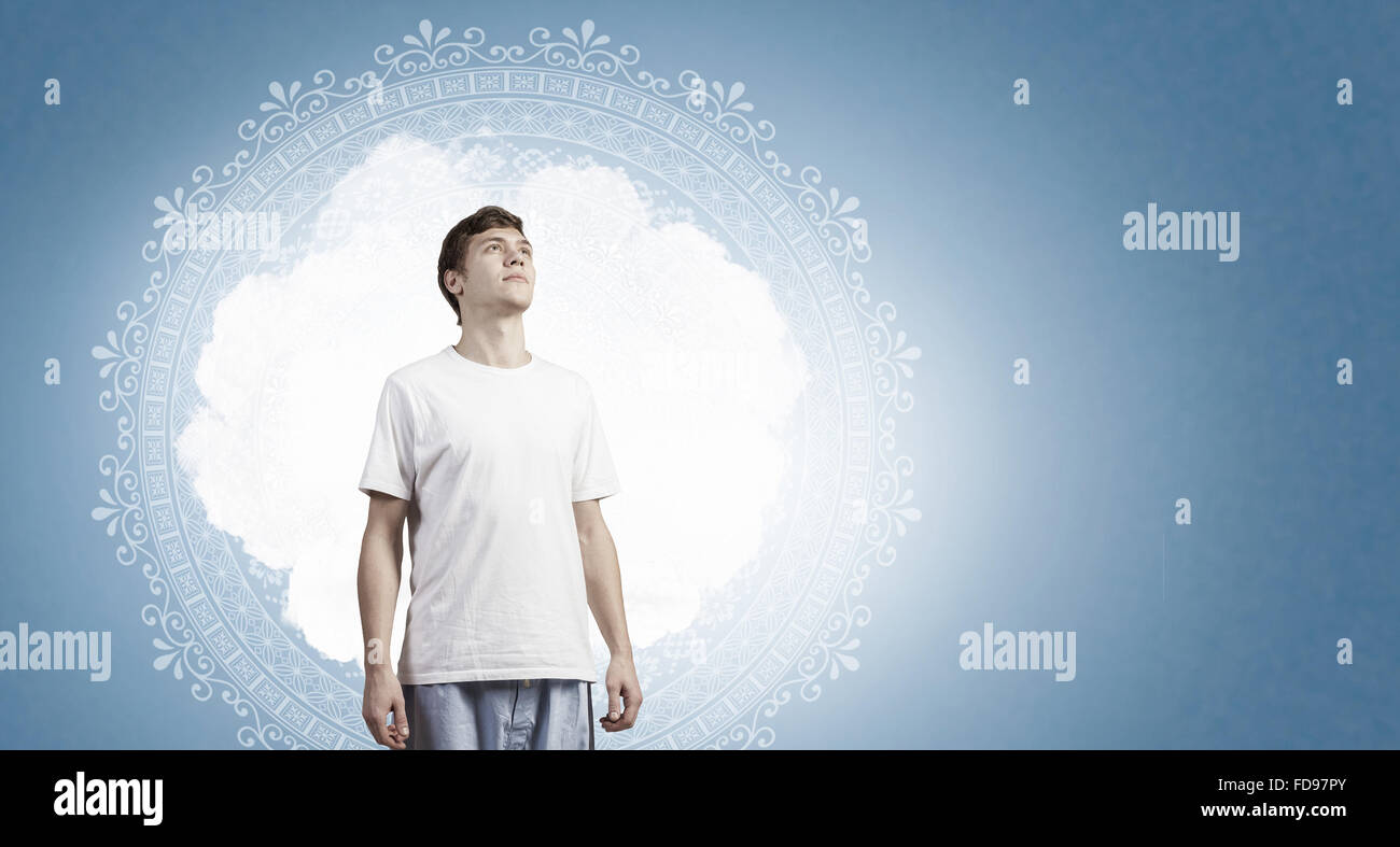 Young man representing soul balance and meditation concept Stock Photo ...