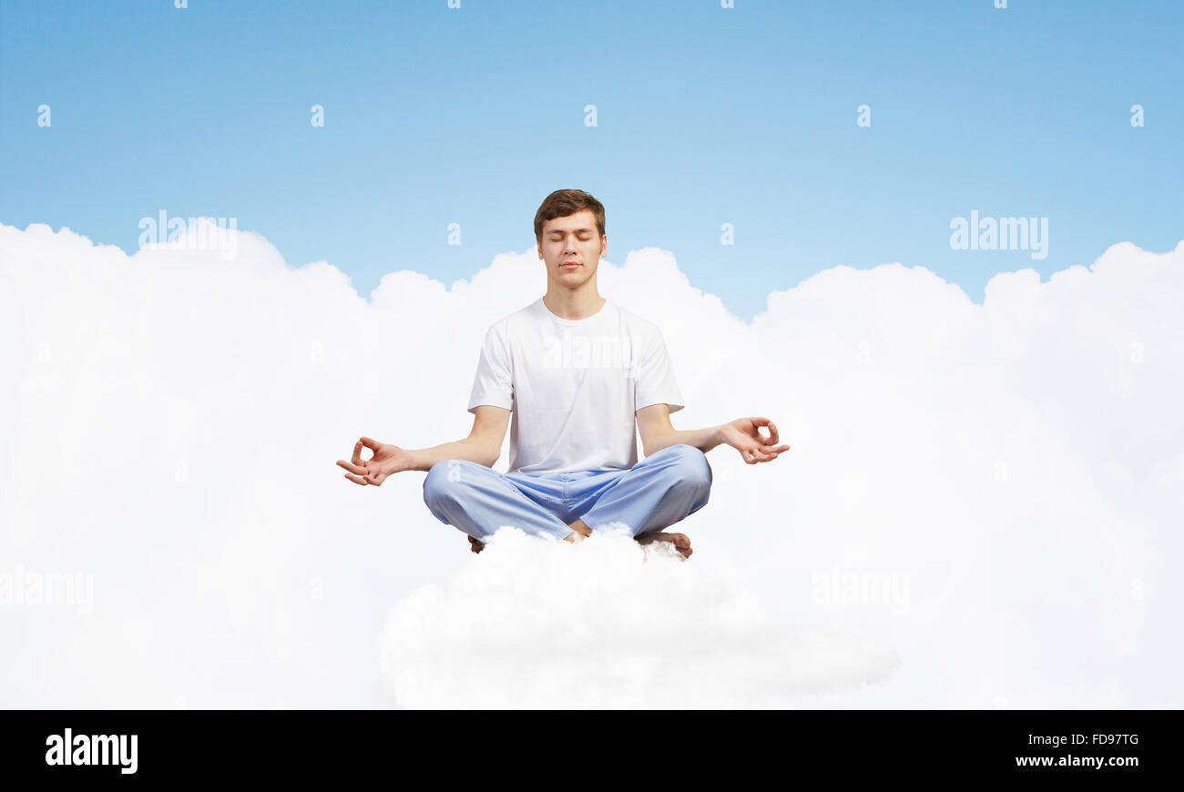 Young man representing soul balance and meditation concept Stock Photo ...