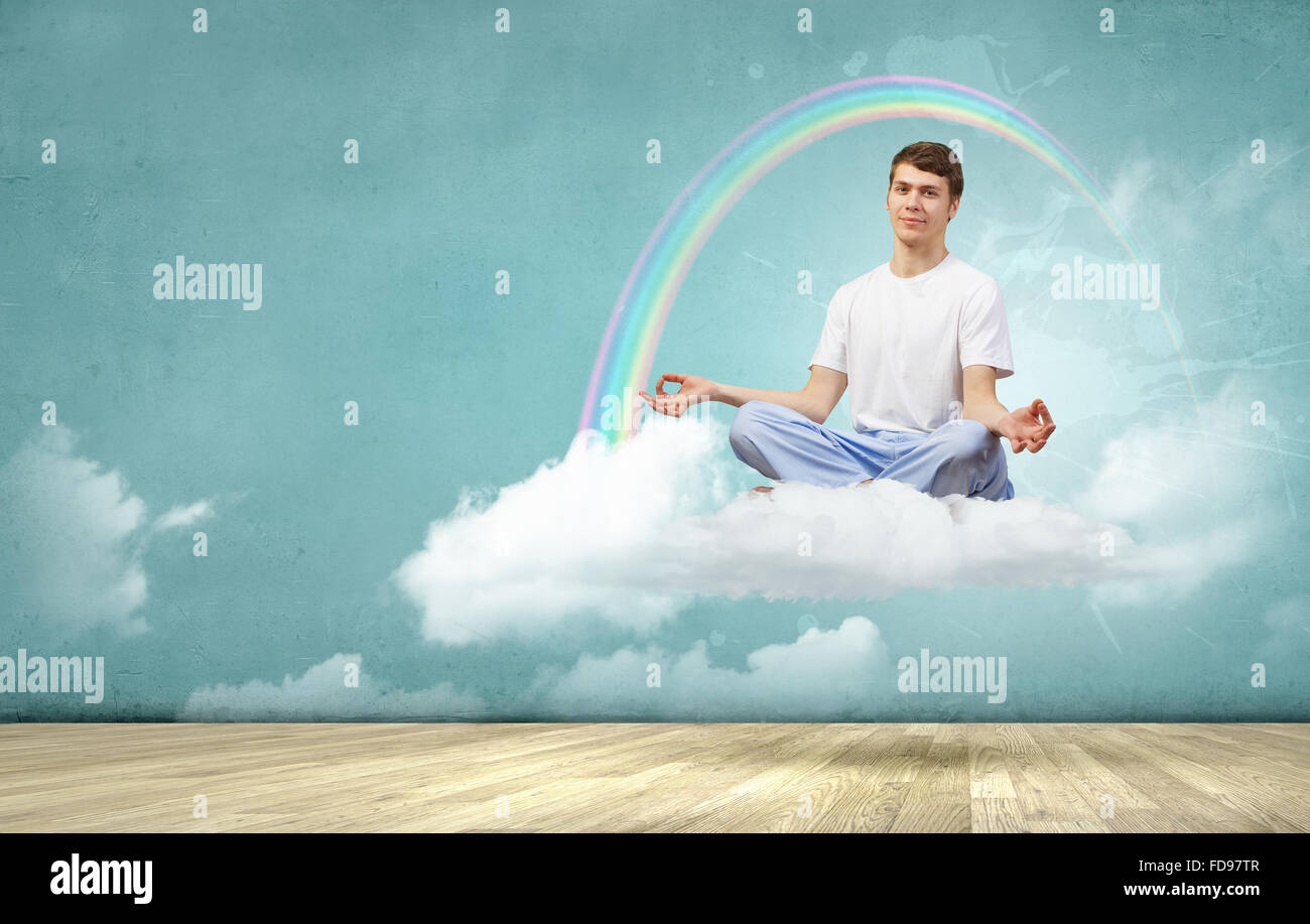Young man representing soul balance and meditation concept Stock Photo ...