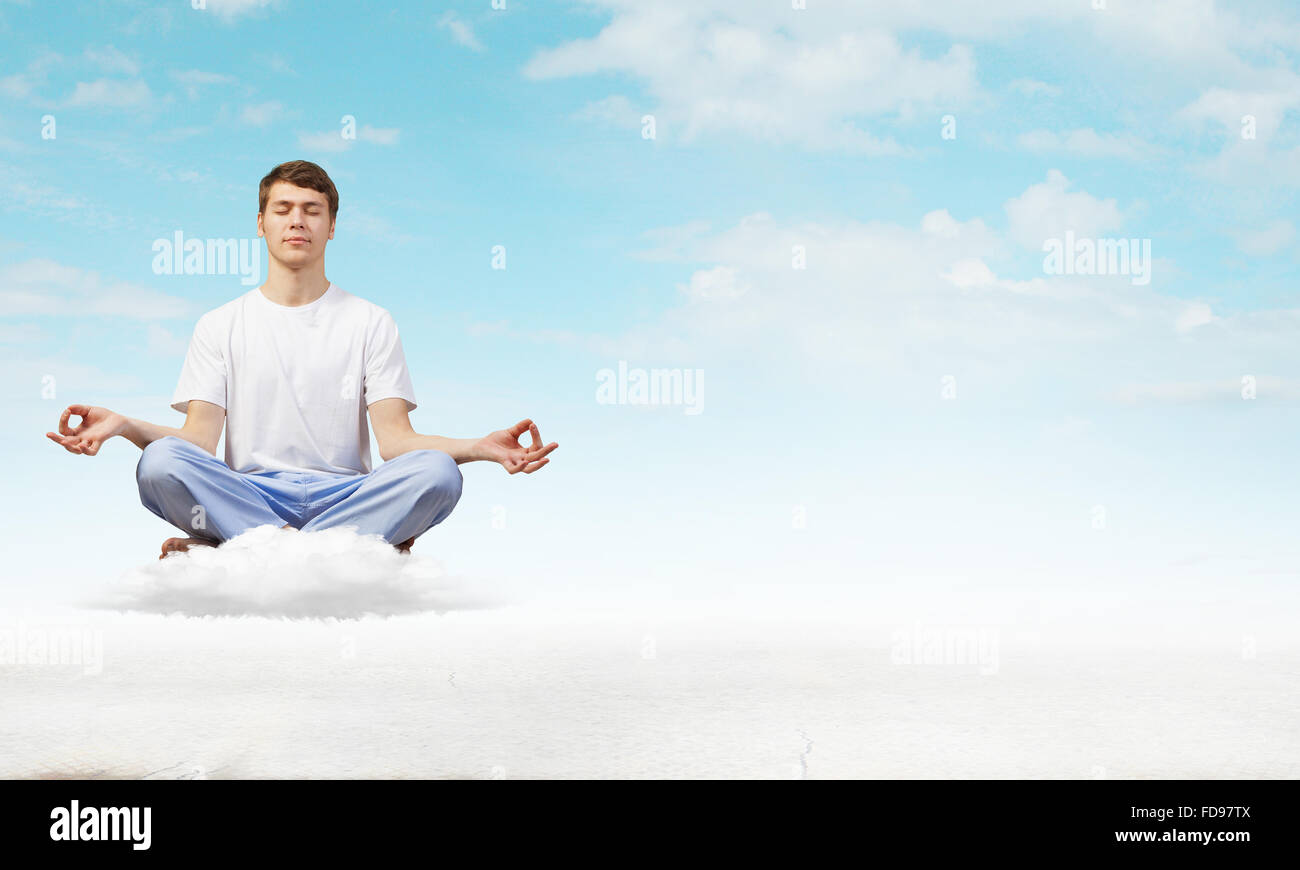Young man representing soul balance and meditation concept Stock Photo ...