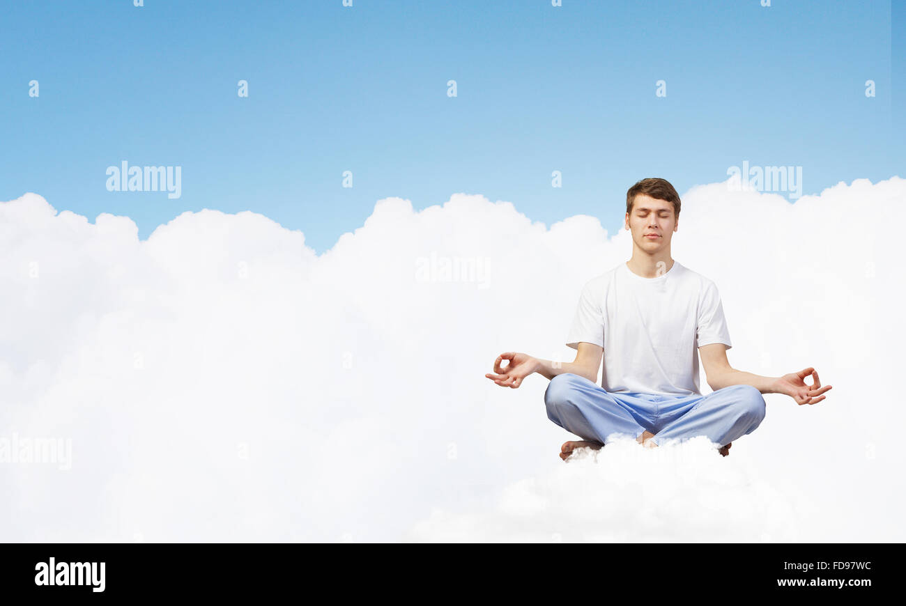 Young man representing soul balance and meditation concept Stock Photo ...
