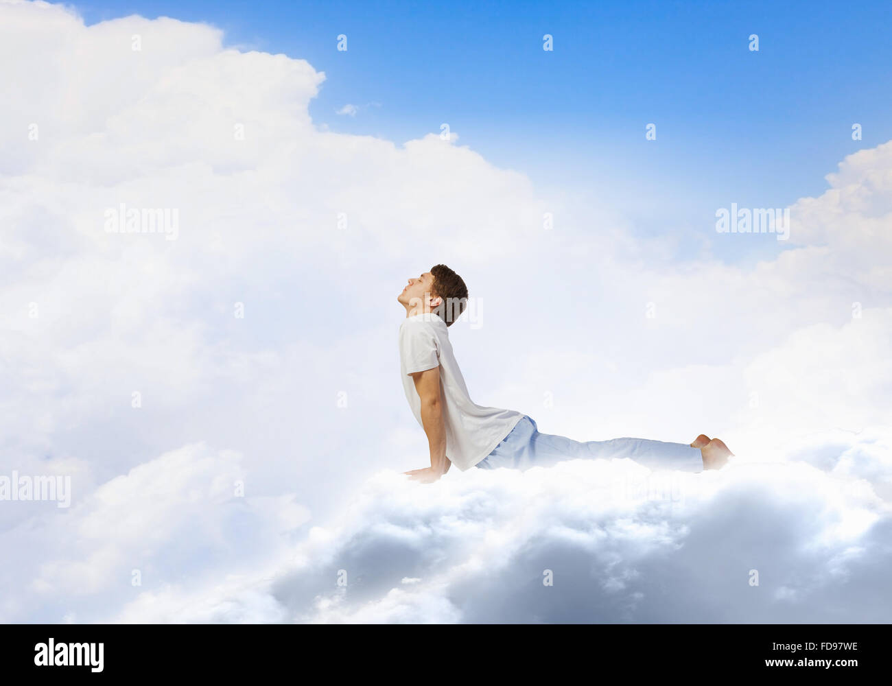 Young man representing soul balance and meditation concept Stock Photo ...
