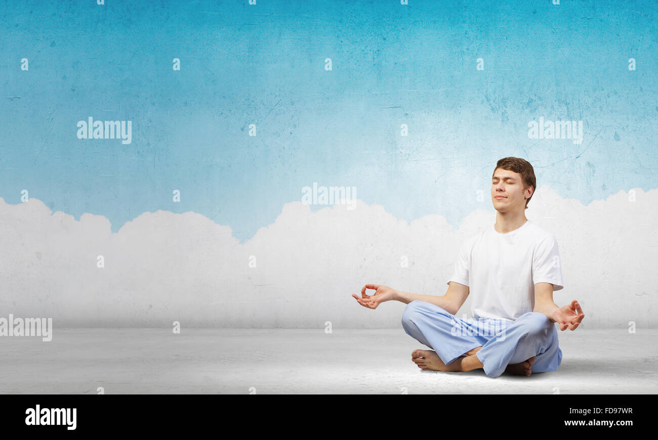 Young man representing soul balance and meditation concept Stock Photo ...