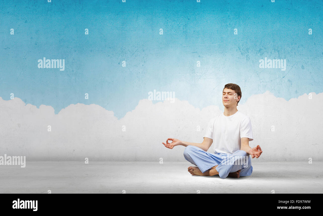 Young man representing soul balance and meditation concept Stock Photo ...