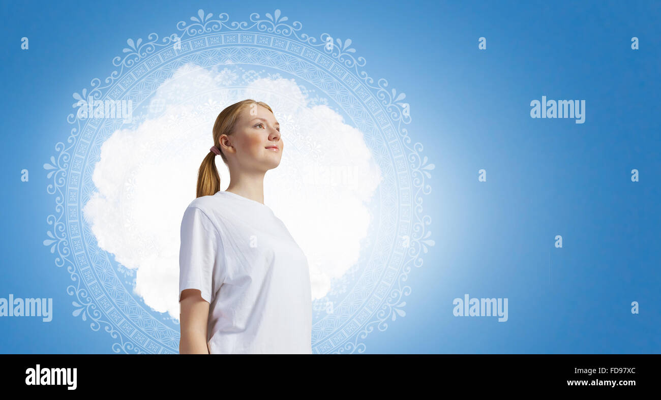 Young woman representing soul balance and meditation concept Stock ...