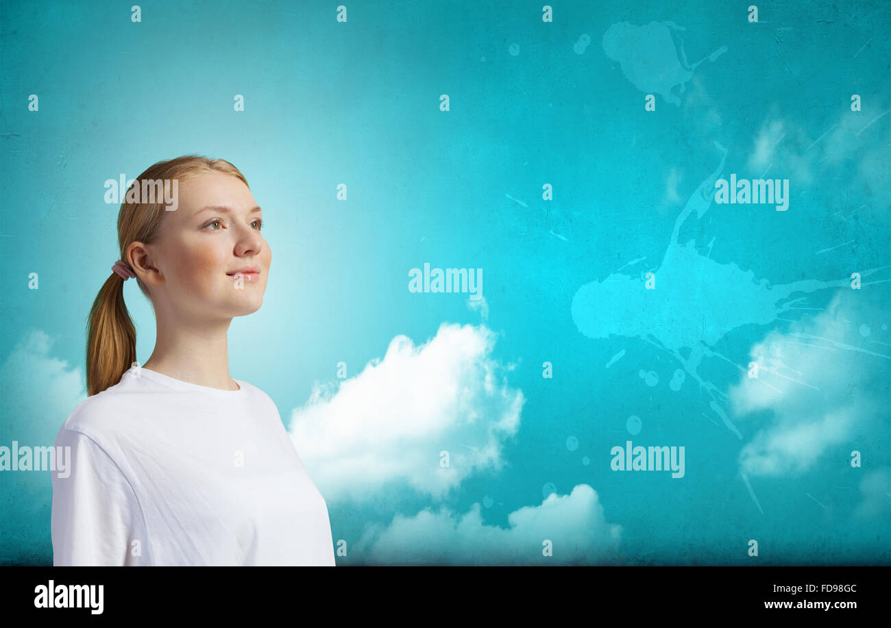 Young woman representing soul balance and meditation concept Stock ...