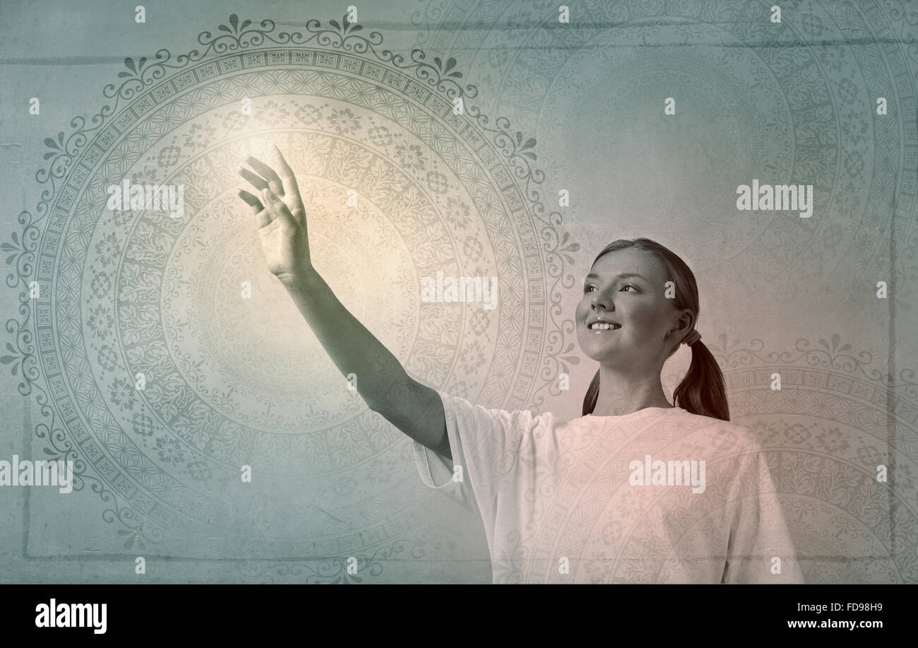 Young woman representing soul balance and meditation concept Stock ...