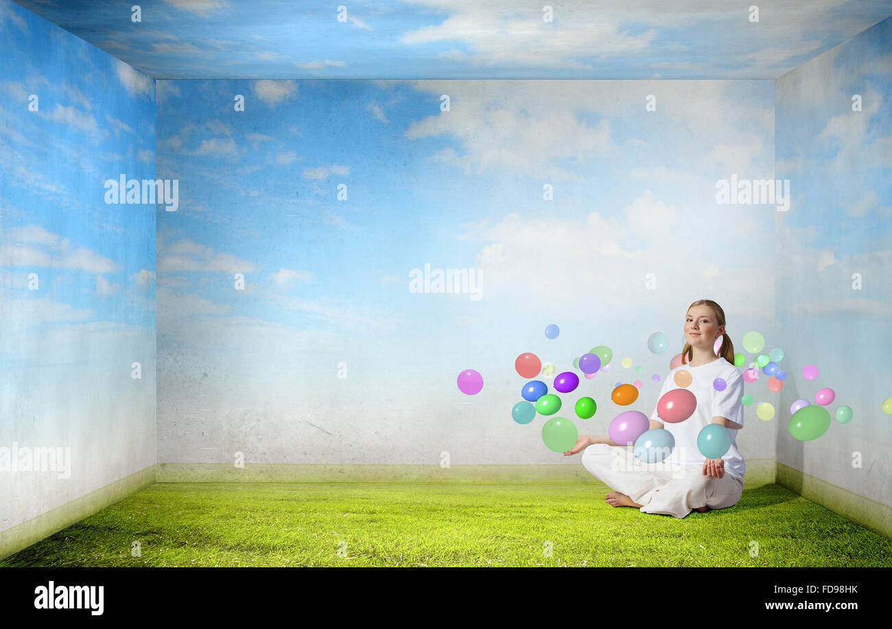 Young woman representing soul balance and meditation concept Stock ...