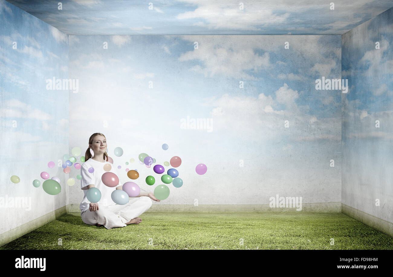 Young woman representing soul balance and meditation concept Stock ...