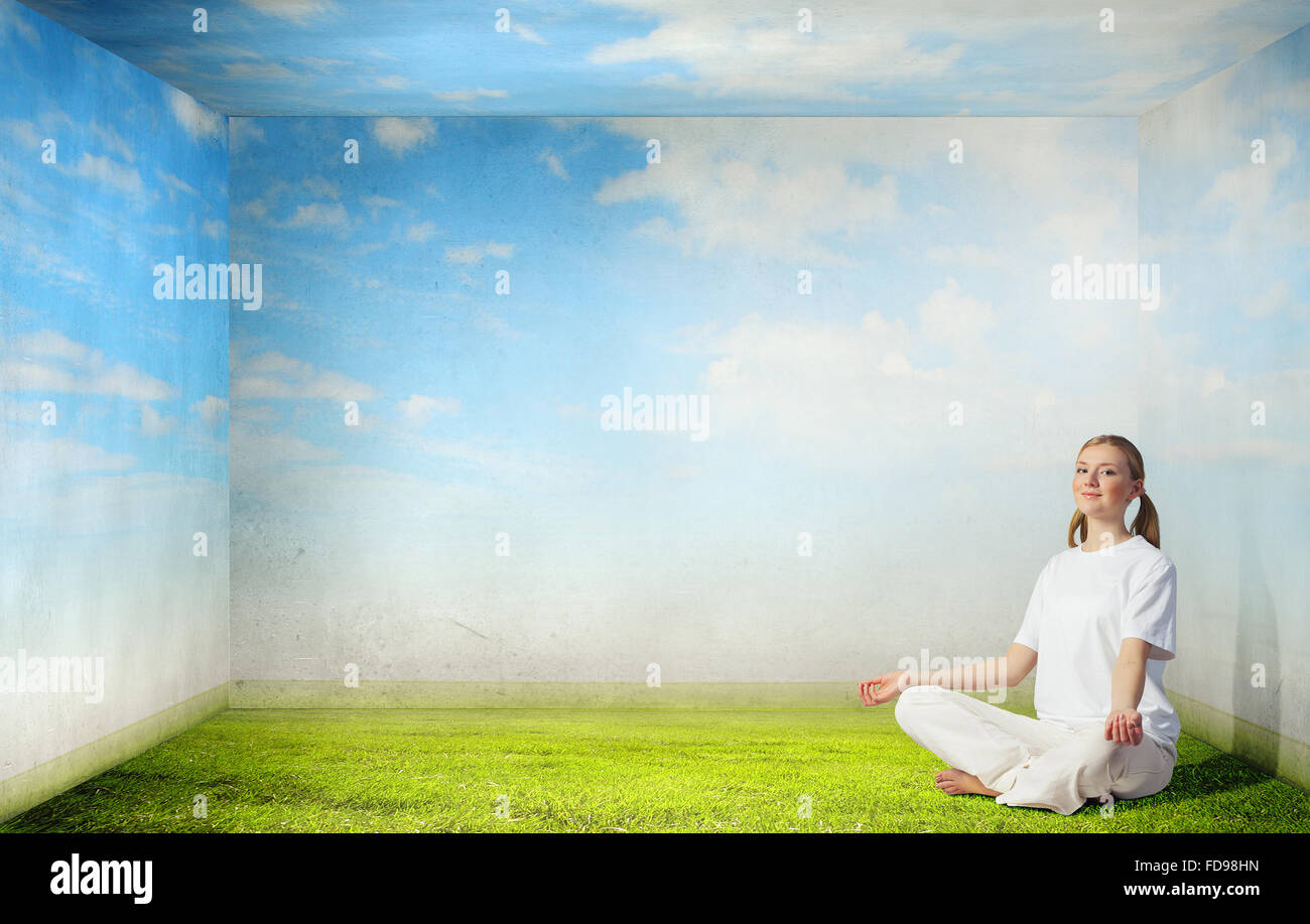 Young woman representing soul balance and meditation concept Stock ...