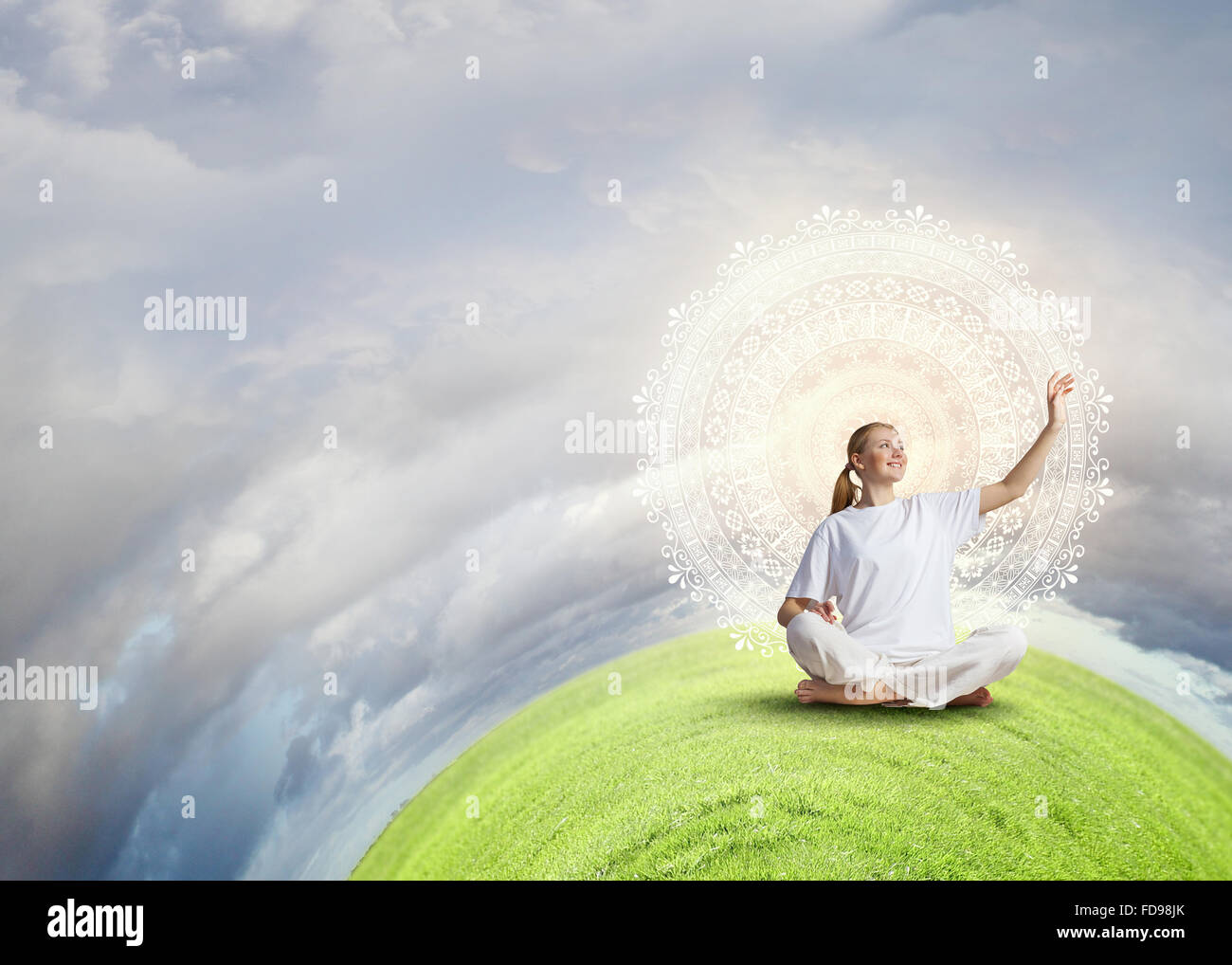 Young woman representing soul balance and meditation concept Stock ...
