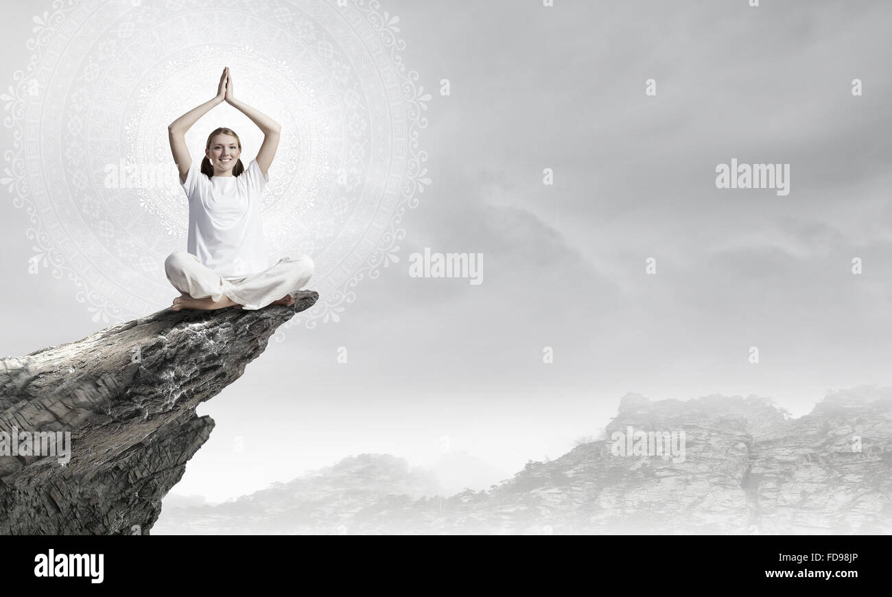 Young woman representing soul balance and meditation concept Stock ...