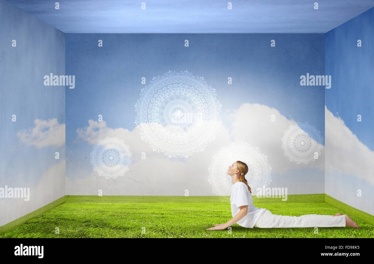 Young woman representing soul balance and meditation concept Stock ...