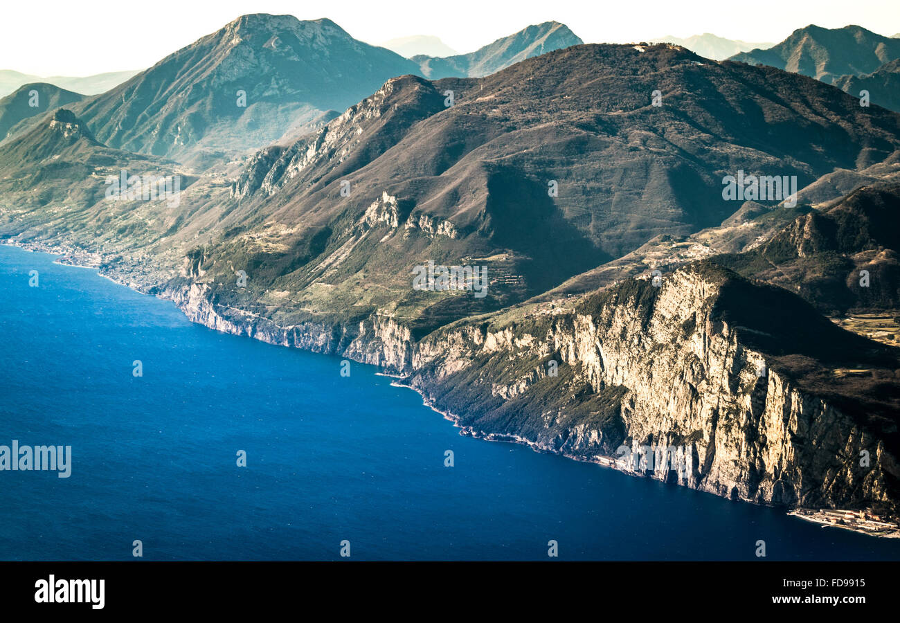 Panorama of Lake Garda (Italy) seen from the top of Mount Baldo Stock ...