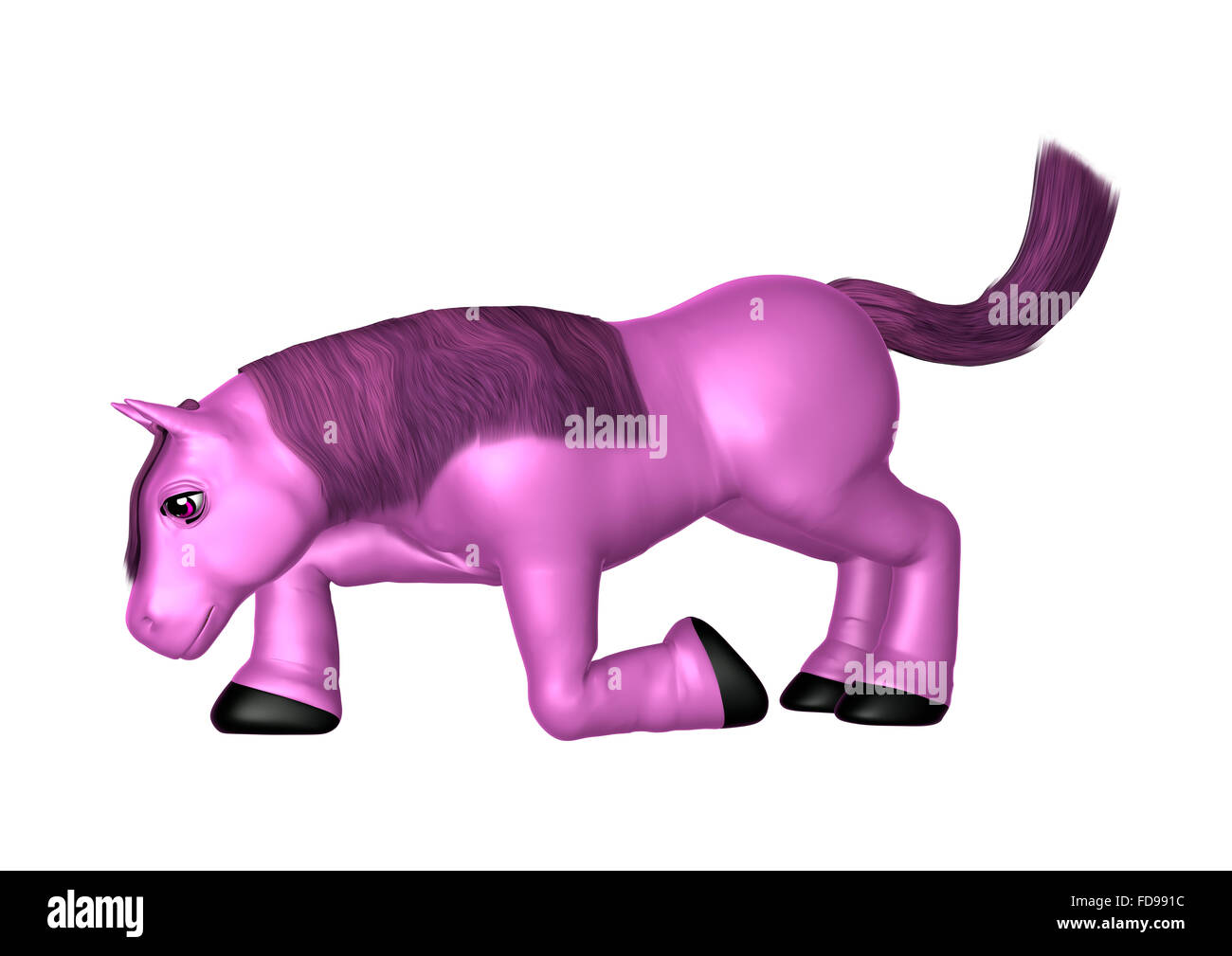 3D digital render of a purple pony isolated on white background Stock ...