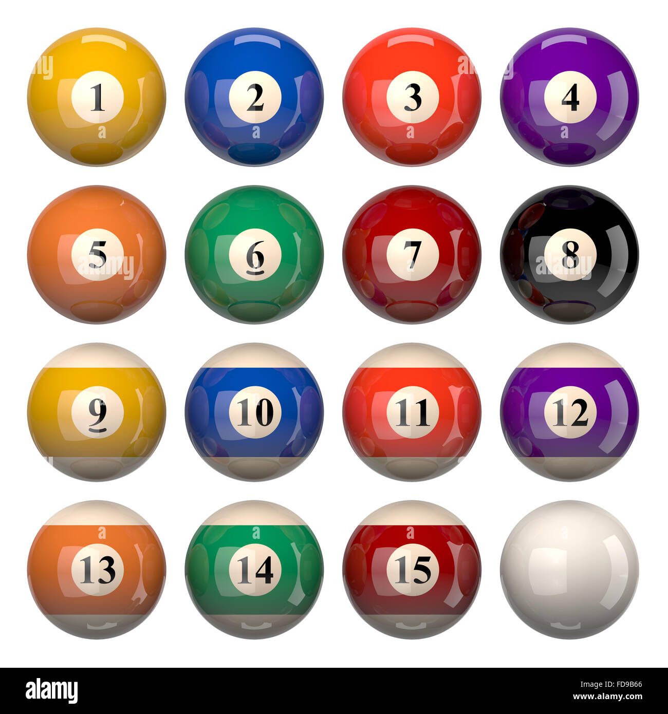 Pool Balls Set Isolated on White Background 3D Illustration Stock Photo ...
