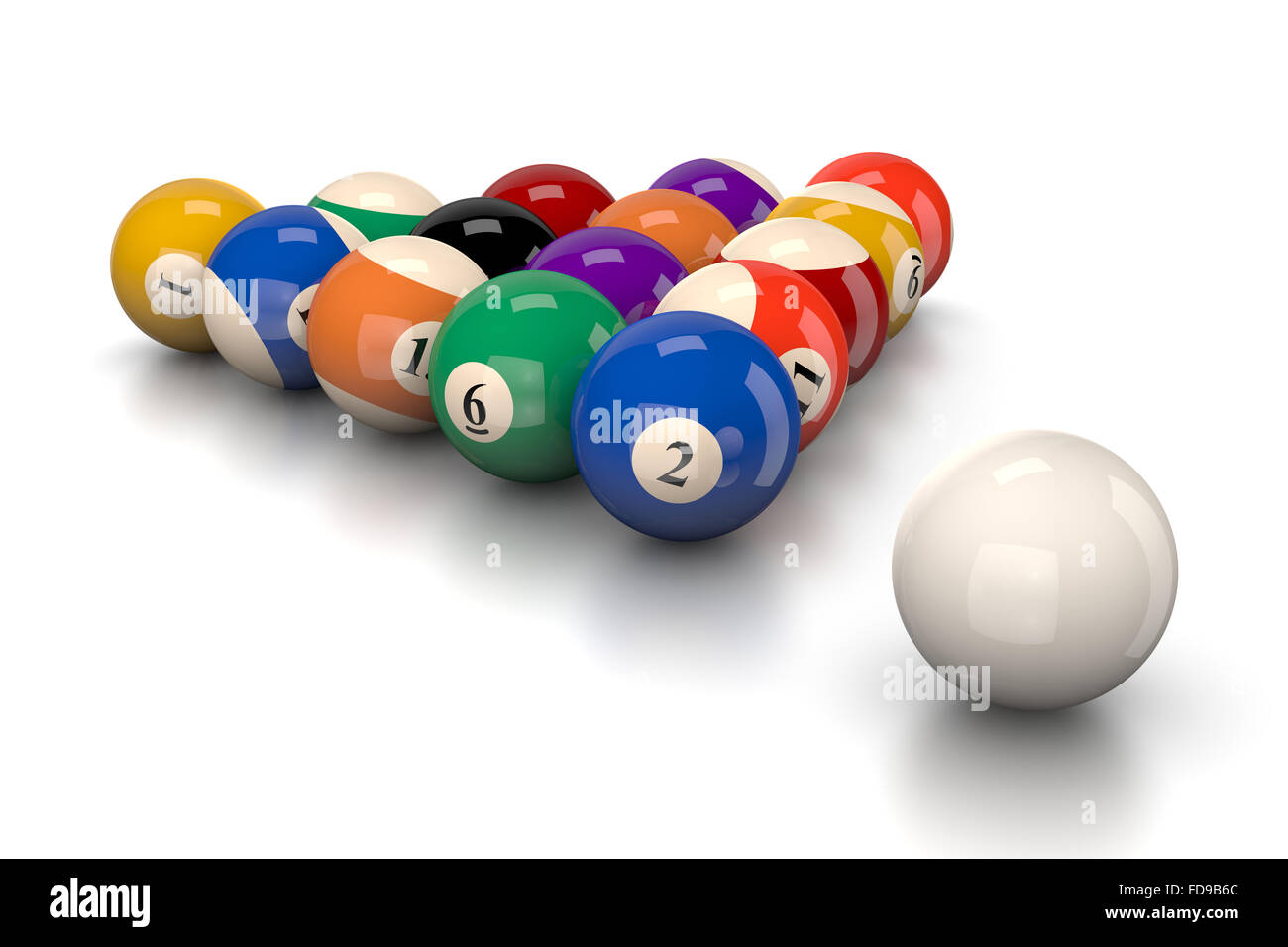 Pool Balls Smash on White Background 3D Illustration Stock Photo - Alamy