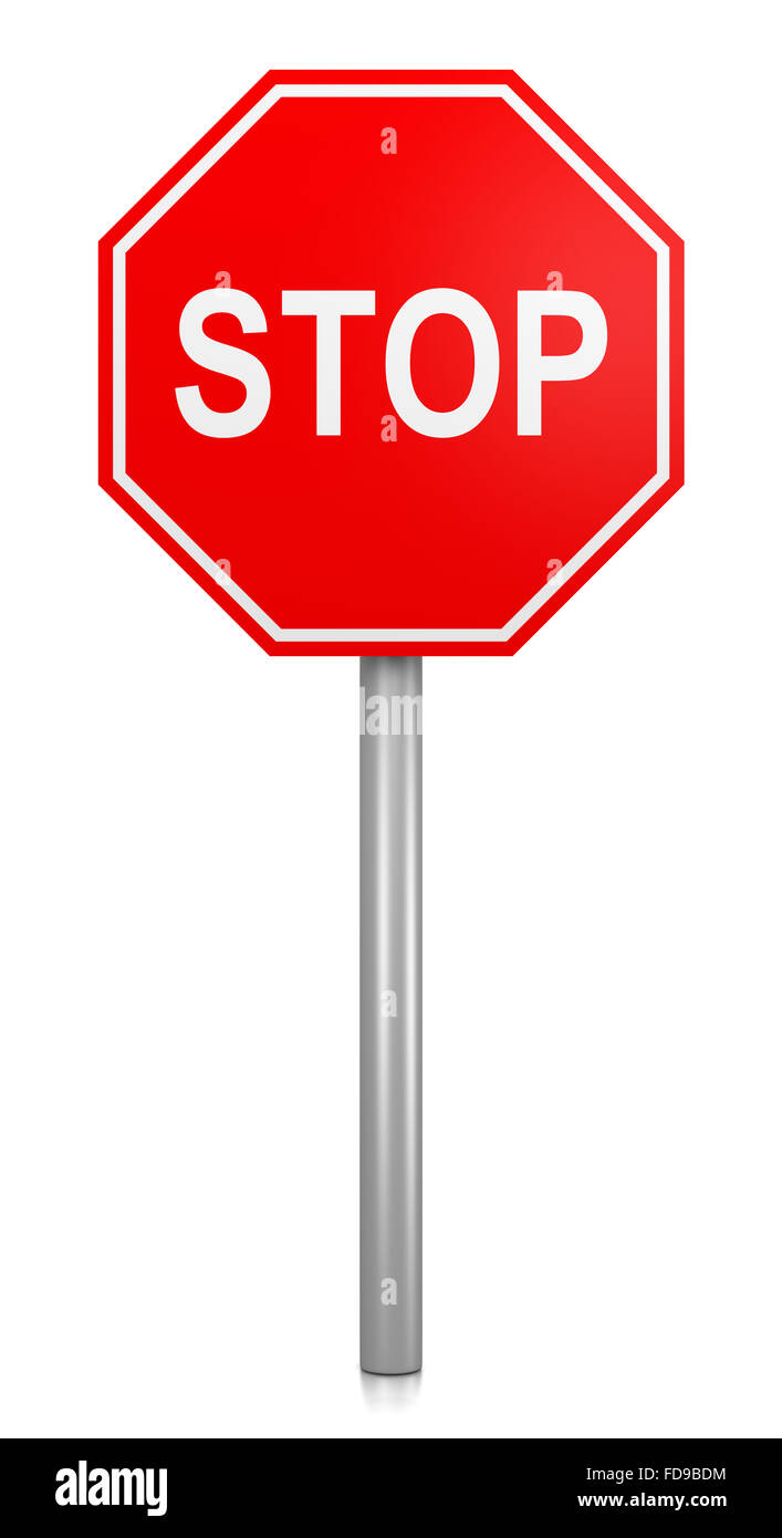 Classic Red Stop Road Sign on White Background 3D Illustration Stock ...