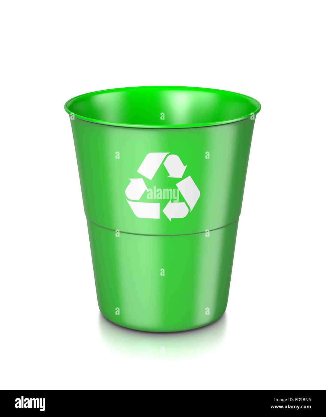 One Single Plastic Green Bin with Recycle Sign Isolated on White ...