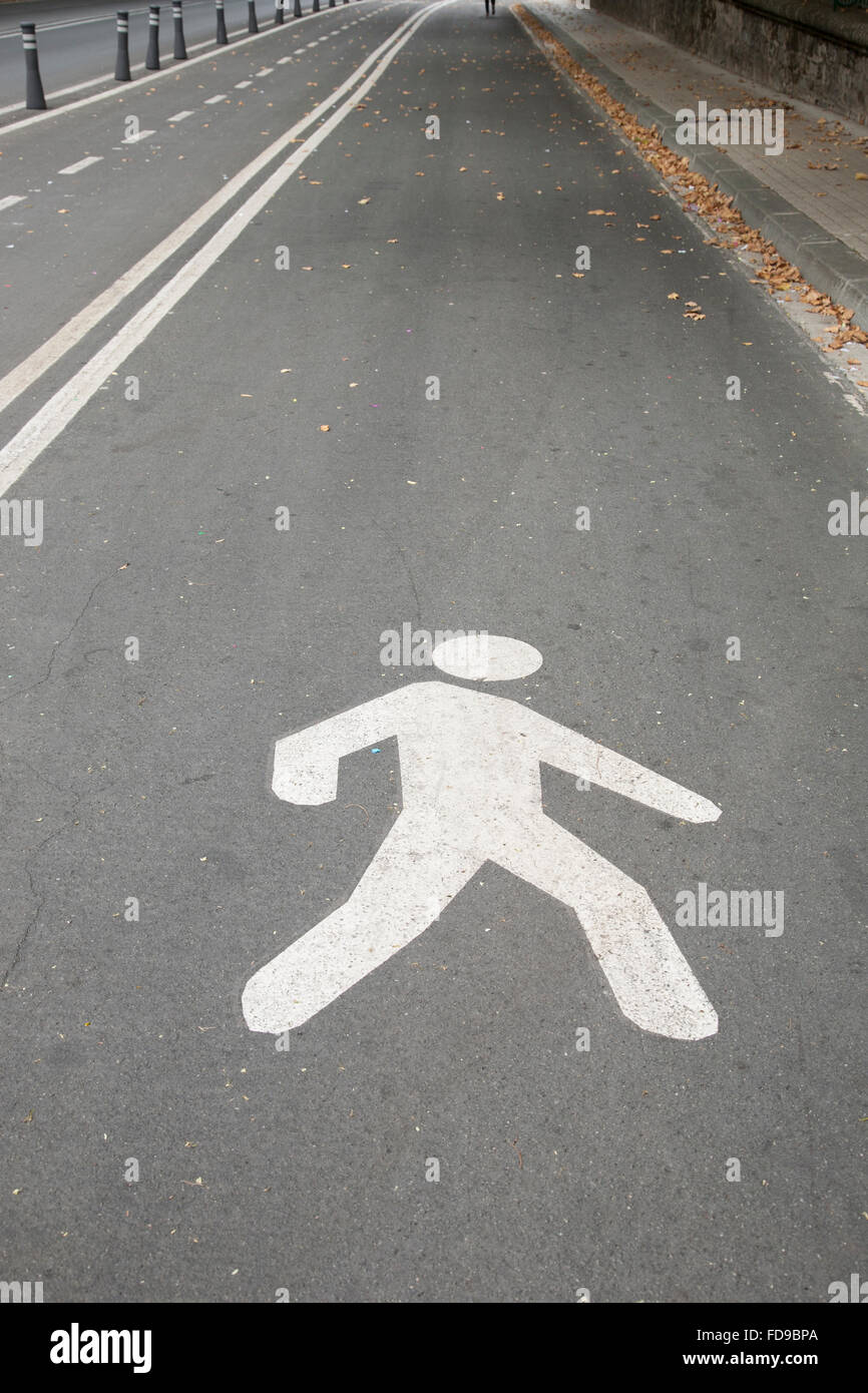 Pedestrian Symbol on Street in City Stock Photo - Alamy