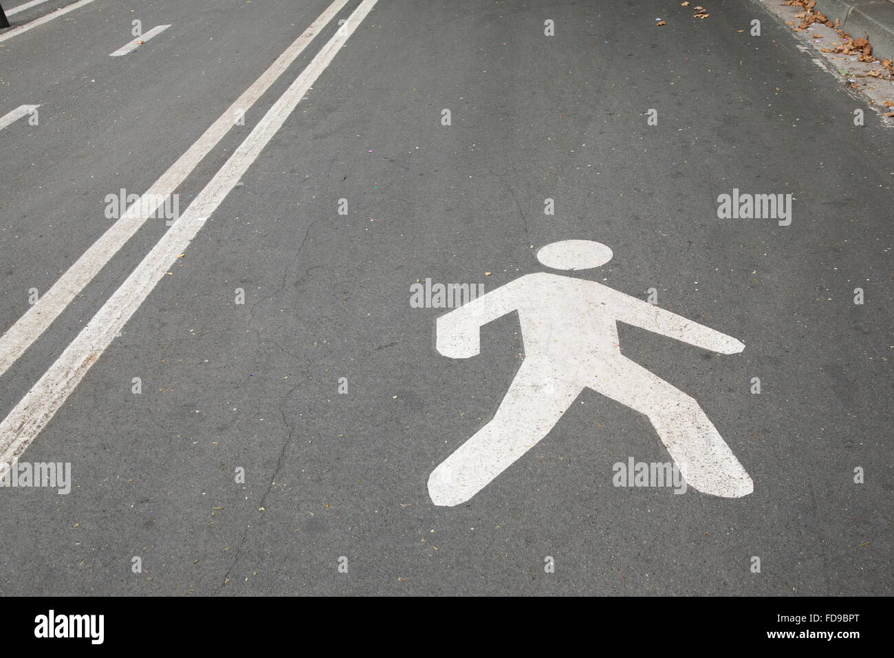 Pedestrian Symbol on Street in City Stock Photo - Alamy