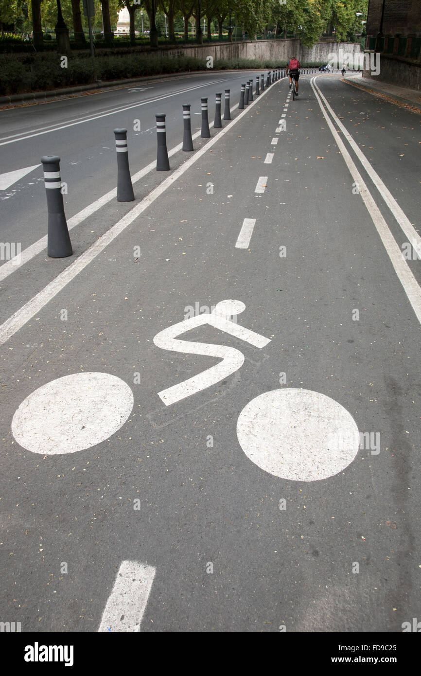 Bike Lane Symbol in Urban Setting Stock Photo - Alamy