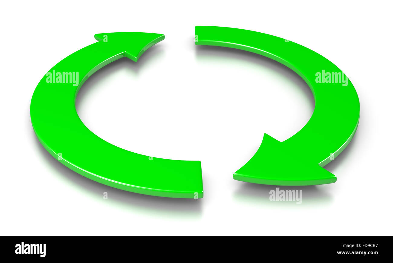 Two Green Cyclic Arrows 3D Illustration on White Background Stock Photo ...