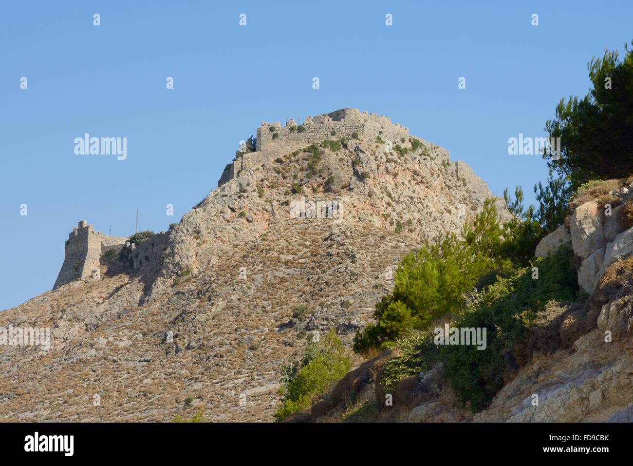 Panteli castle on volcanic Pitiki Hill, Platanos, Leros, Dodecanese ...