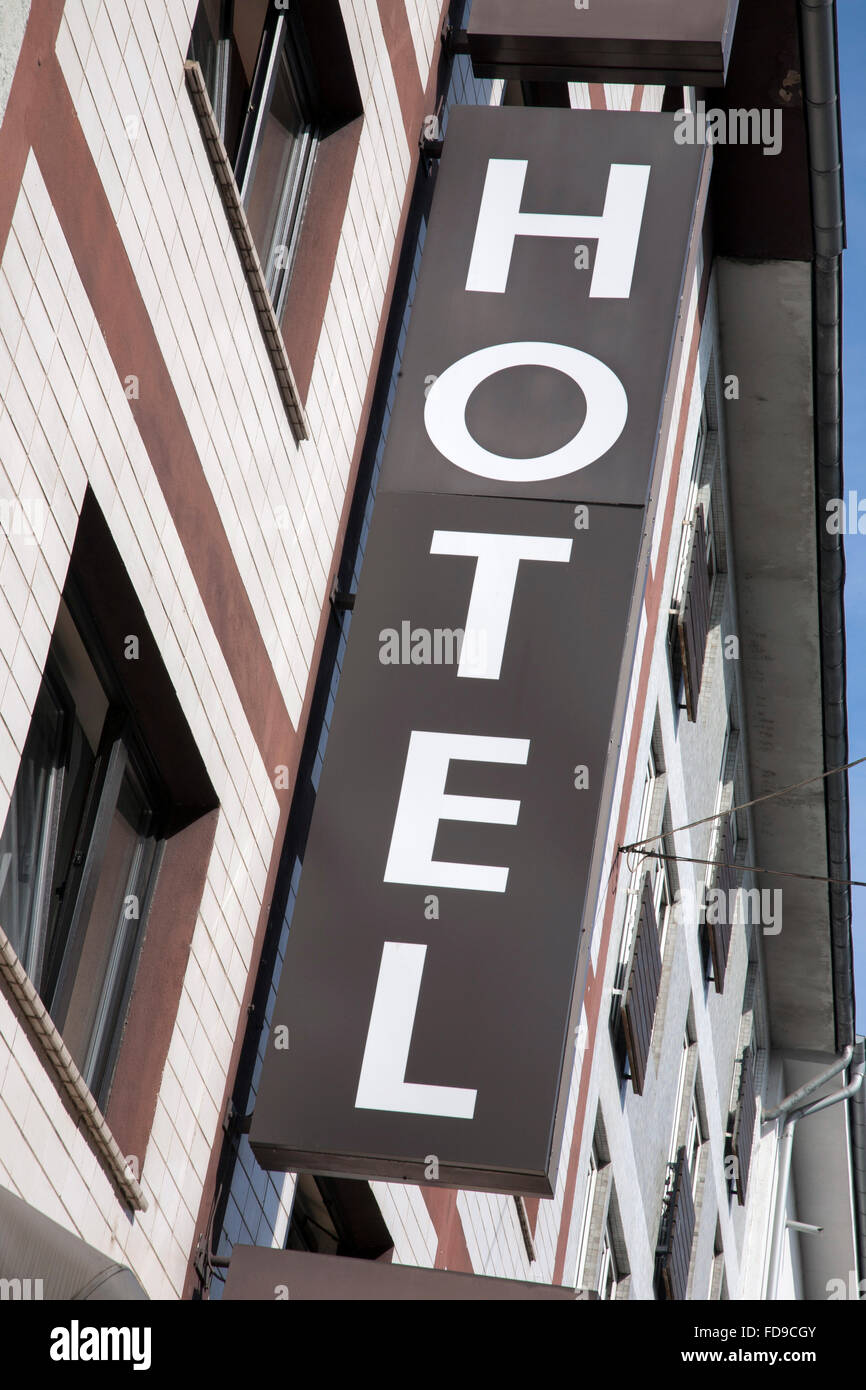 Hotel Sign on Diagonal Slant Stock Photo - Alamy