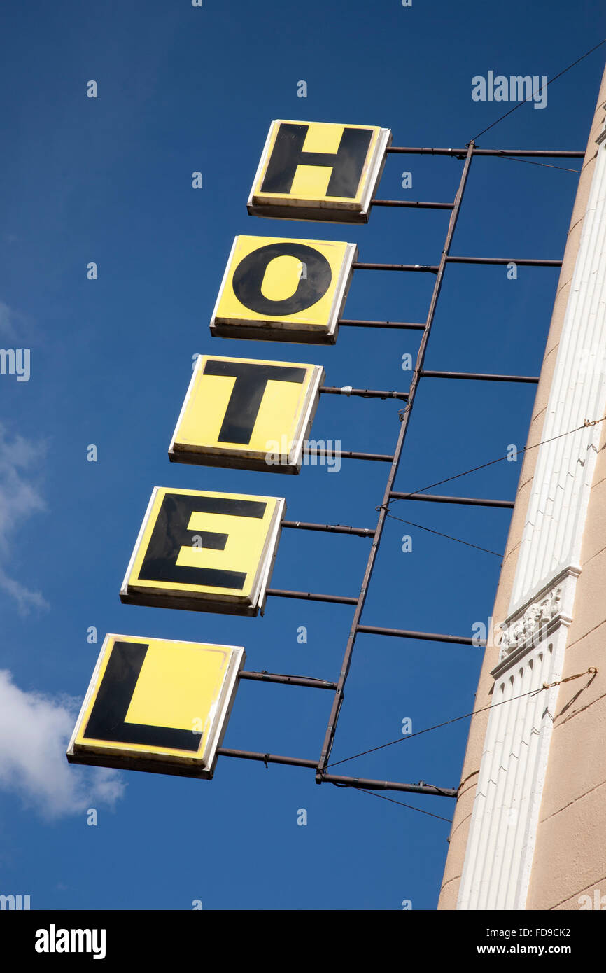 Hotel Sign against Blue Sky Background Stock Photo - Alamy