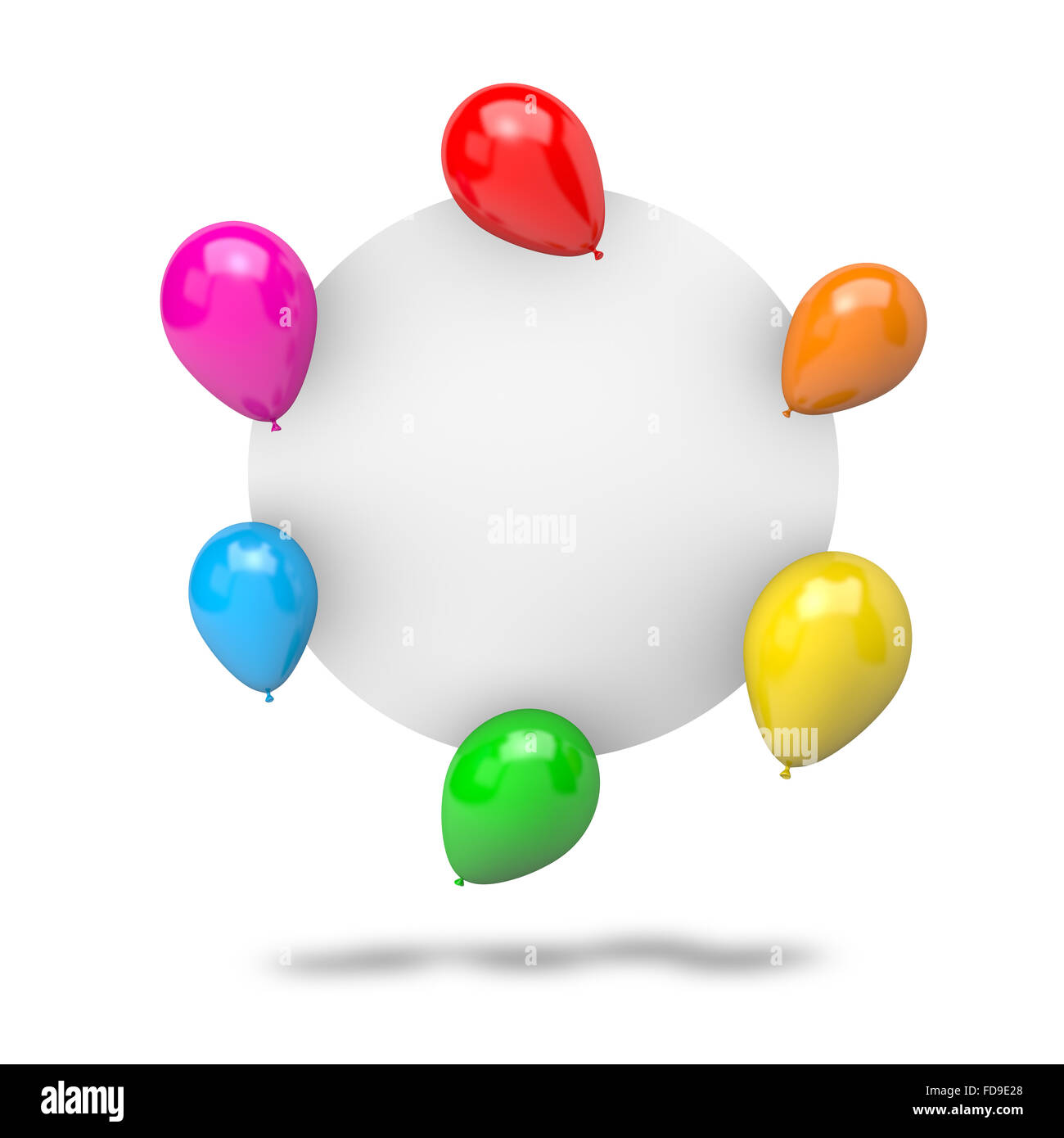 Blank White Badge Circle Shape with Vibrant Color Balloons Isolated on ...
