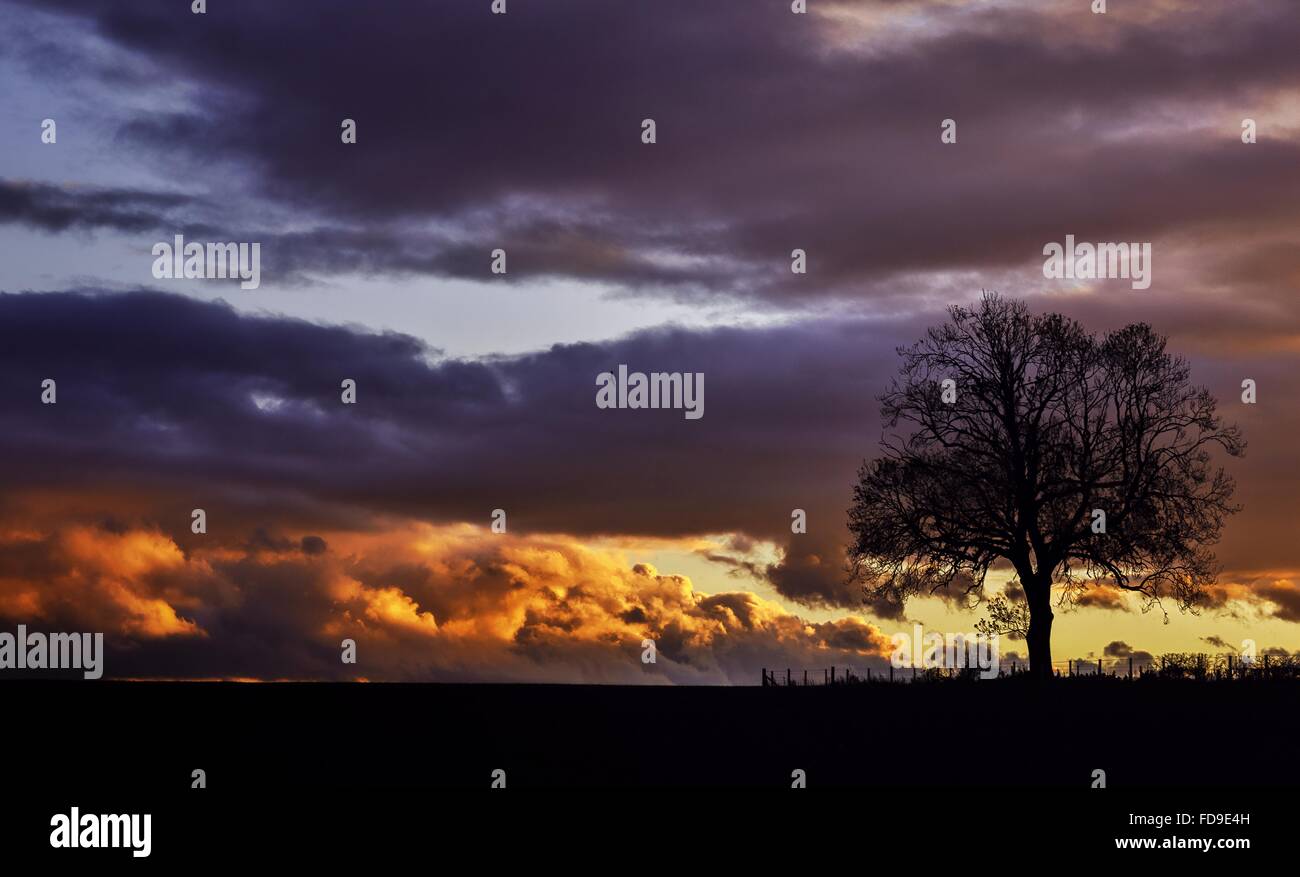 Silhouette Landscape Against Dramatic Sky Stock Photo - Alamy