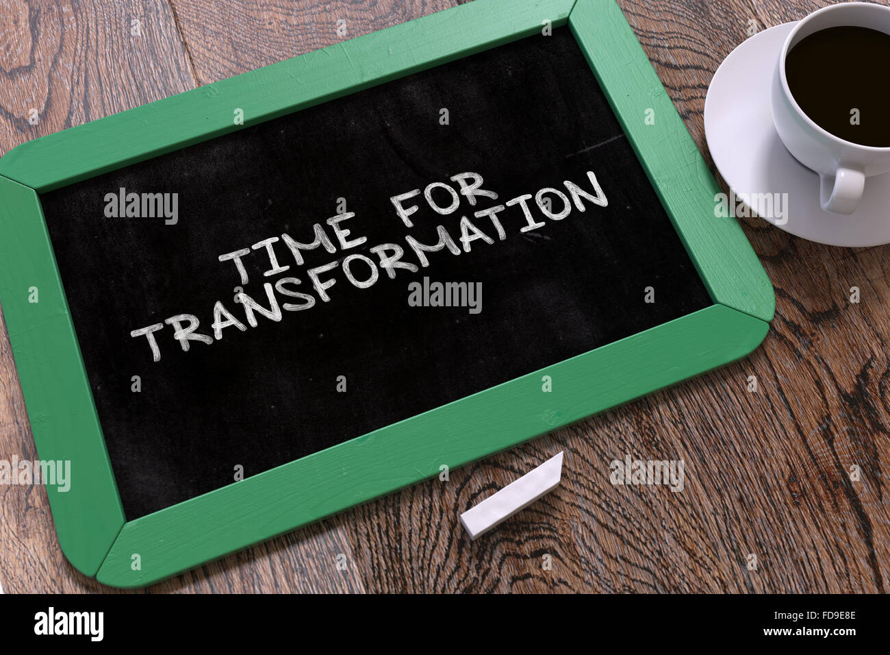 Hand Drawn Time for Transformation Concept on Small Green Chalkboard ...