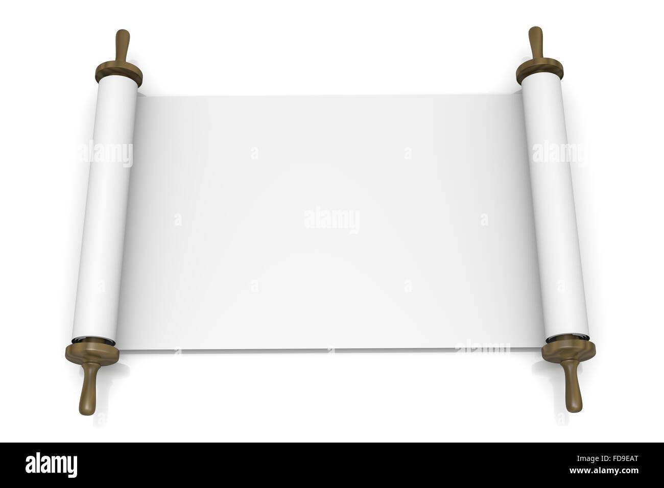 Open Blank Scroll on White Background 3D Illustration Stock Photo - Alamy