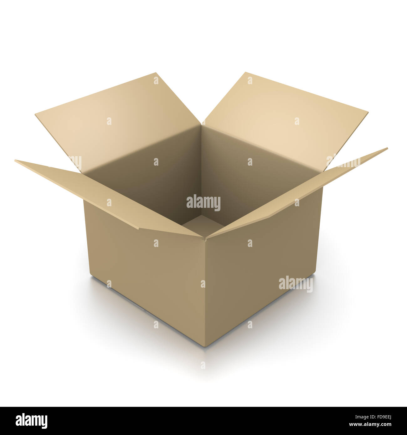 Open Empty Cardboard Box Isolated on White Background 3D Illustration ...