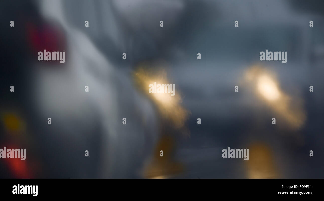 Passing cars in a thunderstorm, bad driving conditions Stock Photo - Alamy