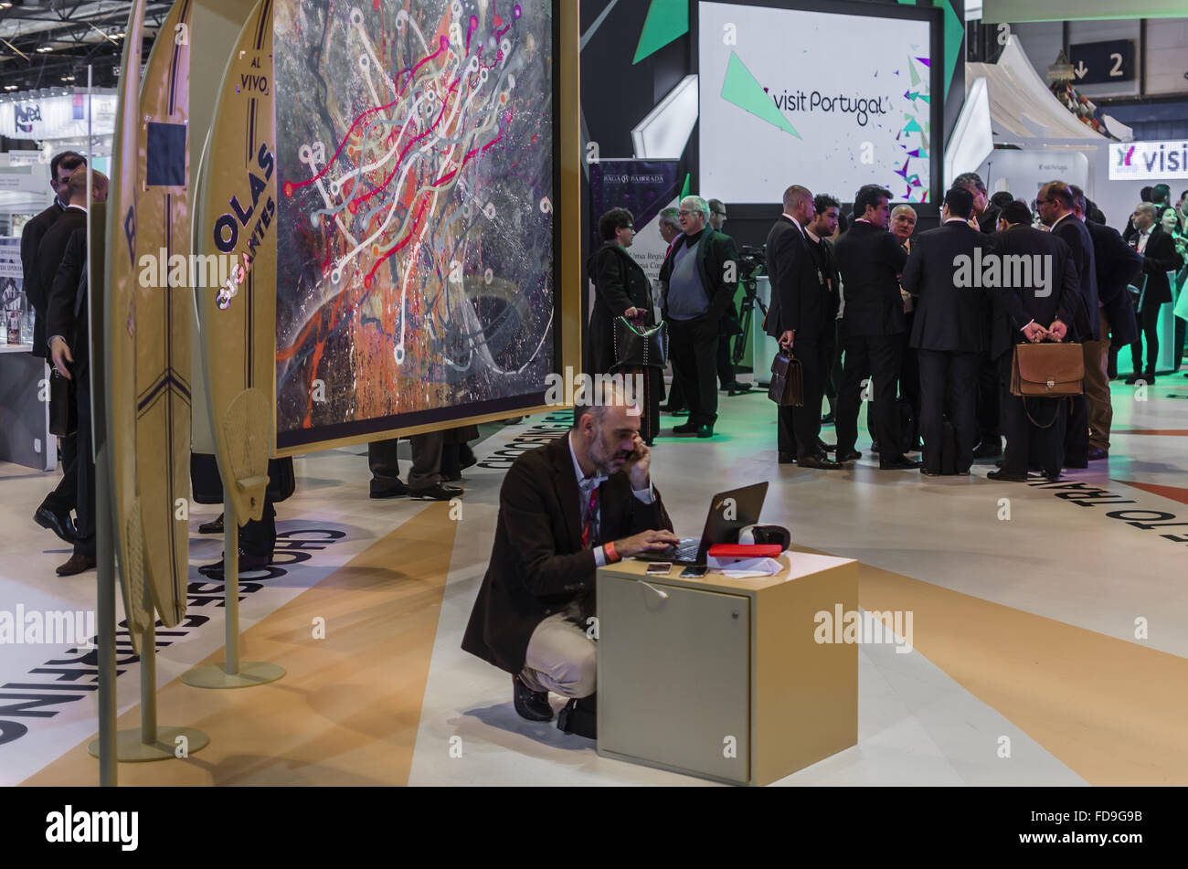A meeting view in Fitur tourism fair, Madrid city, Spain Stock Photo ...