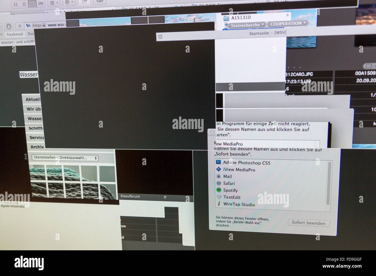 Berlin, Germany, interesting phenomena on the monitor after crash of a ...