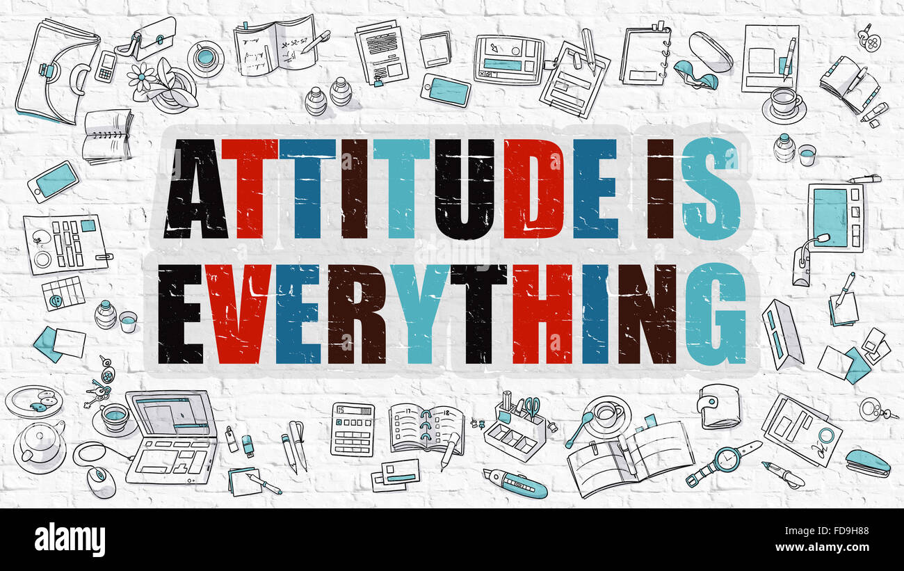 Attitude Is Everything - Multicolor Concept with Doodle Icons Around on ...