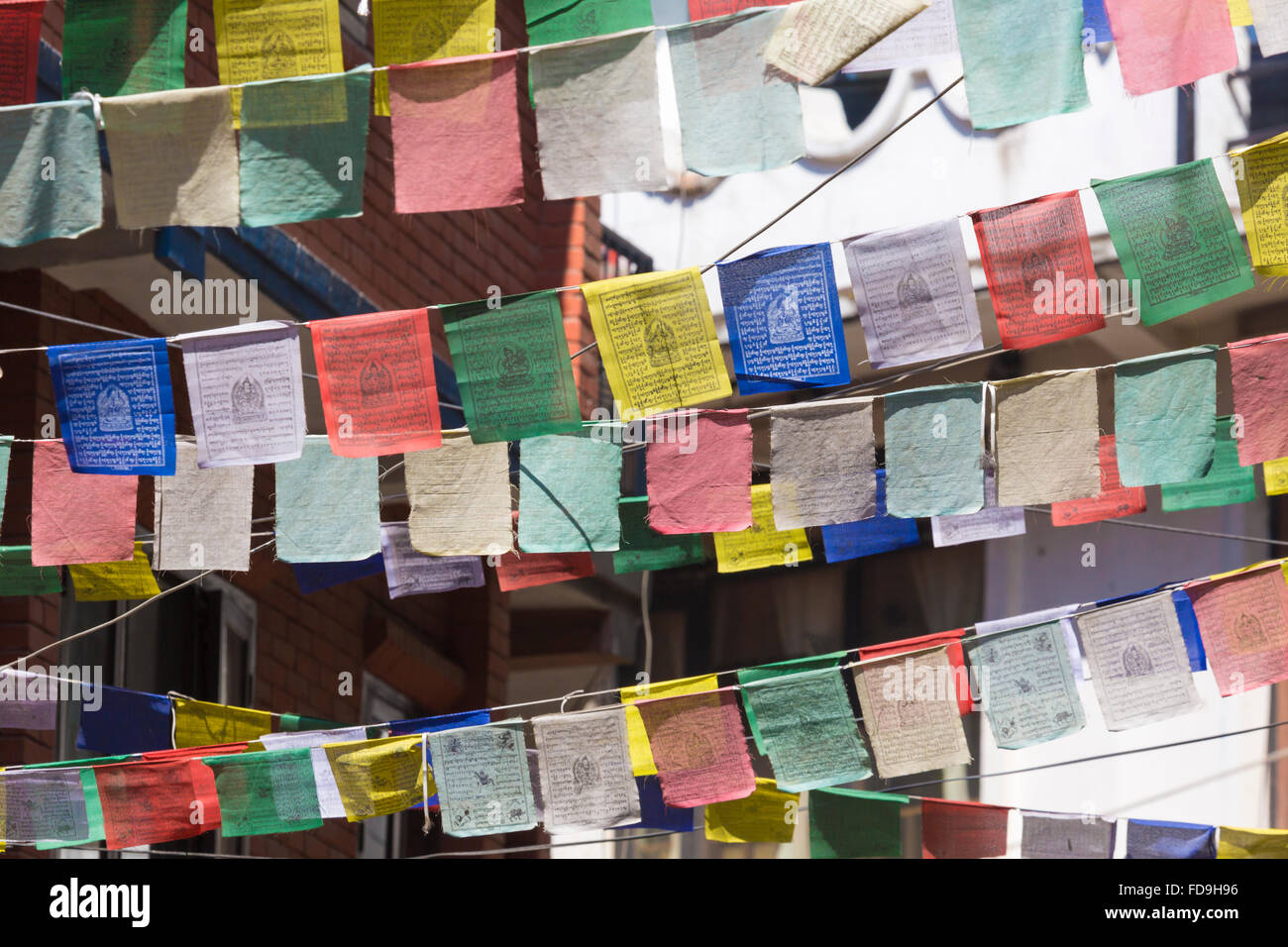 tibetan prayer flags, swayambhunath temple, Nepal Stock Photo - Alamy