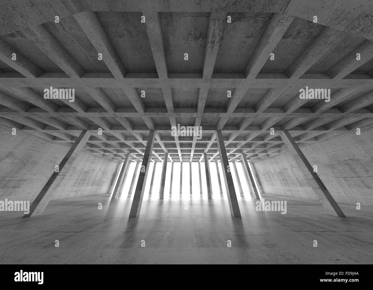 Abstract architecture background, wide angle perspective view of empty ...