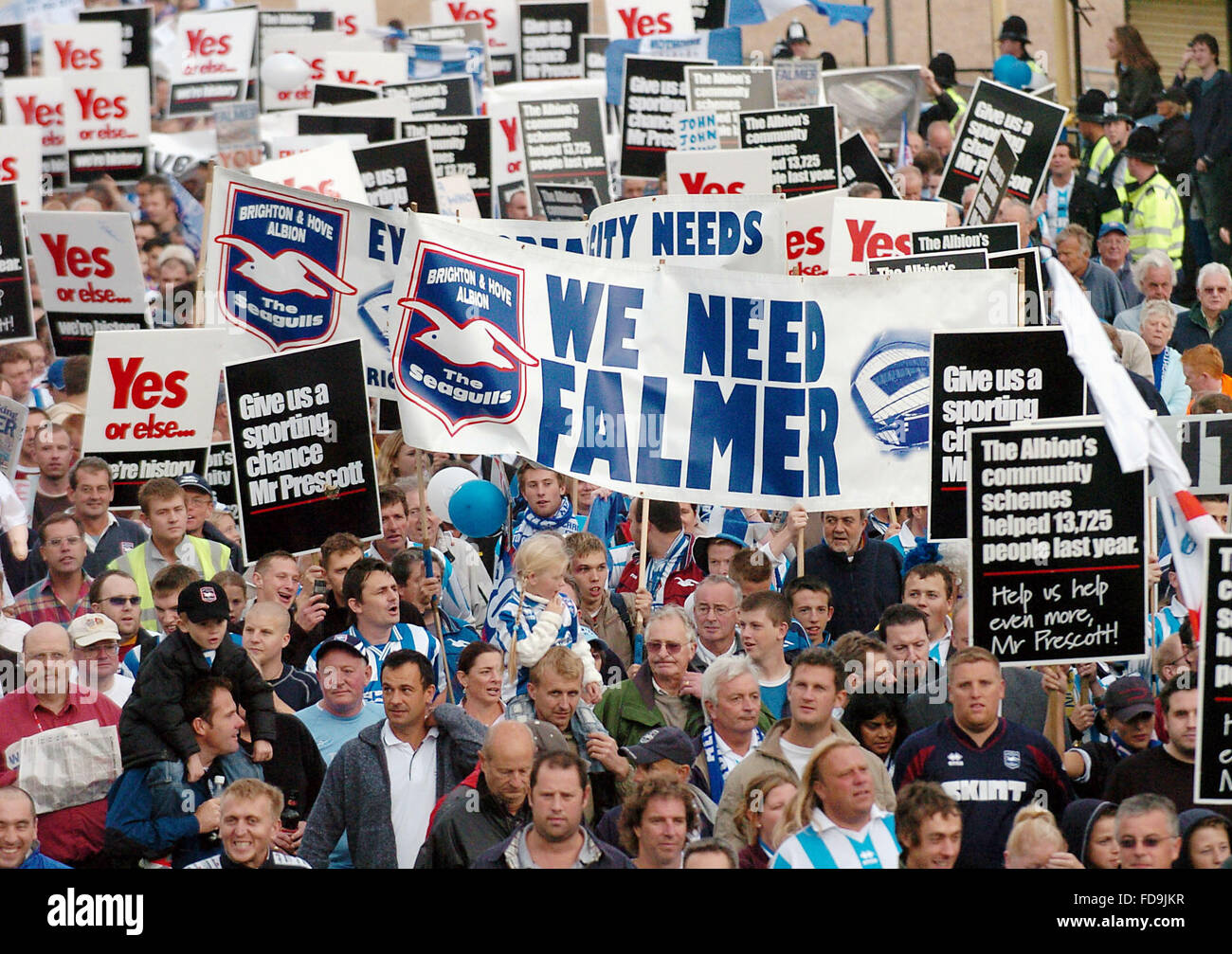 Large protest march by Brighton and Hove Albion football club ...