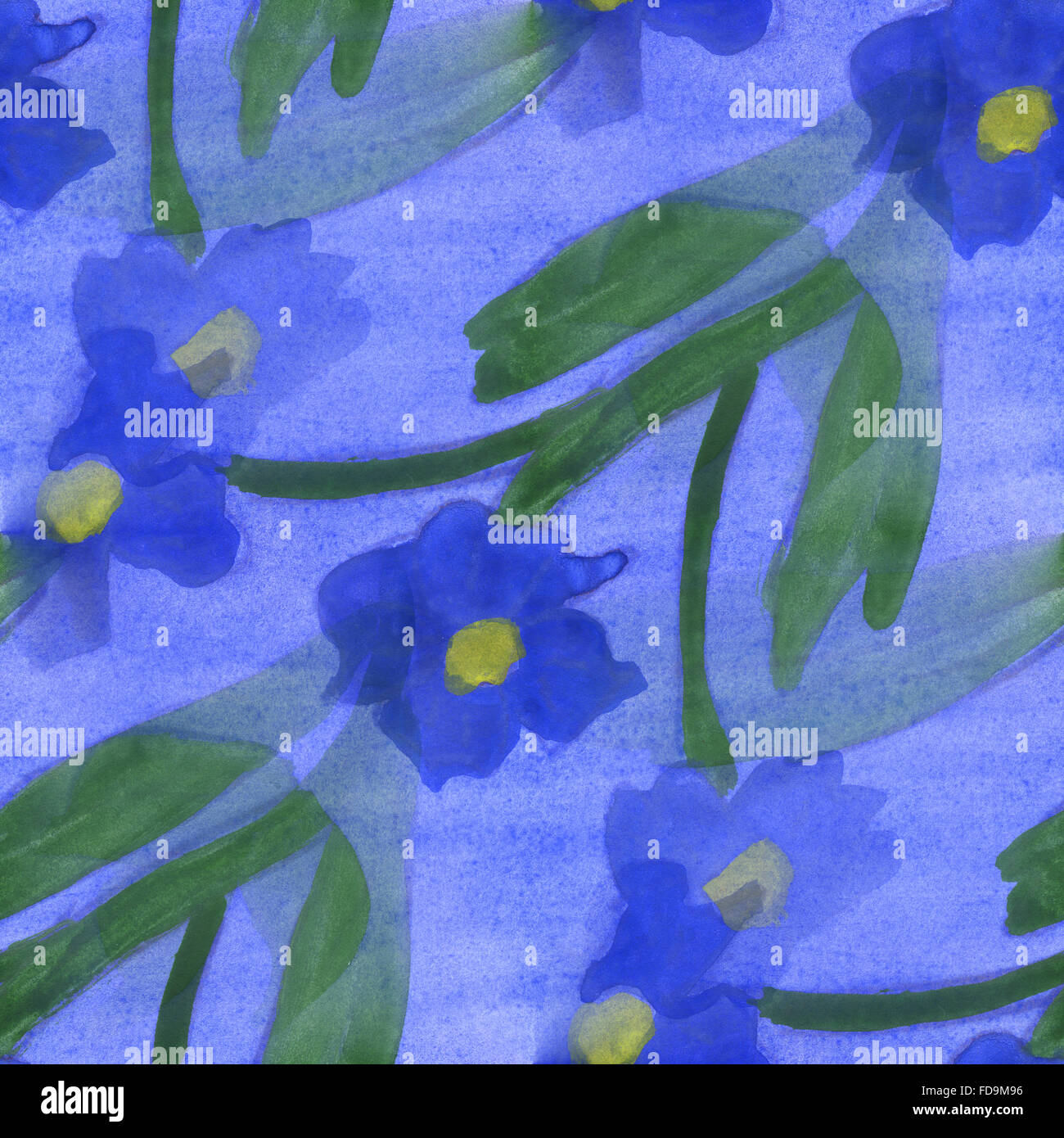 watercolor flower pattern violet blue seamless floral background ...