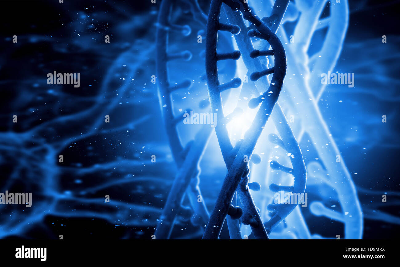 Digital blue image of DNA molecule and technology concepts Stock Photo ...