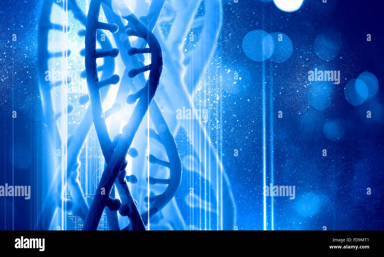 Digital blue image of DNA molecule and technology concepts Stock Photo ...