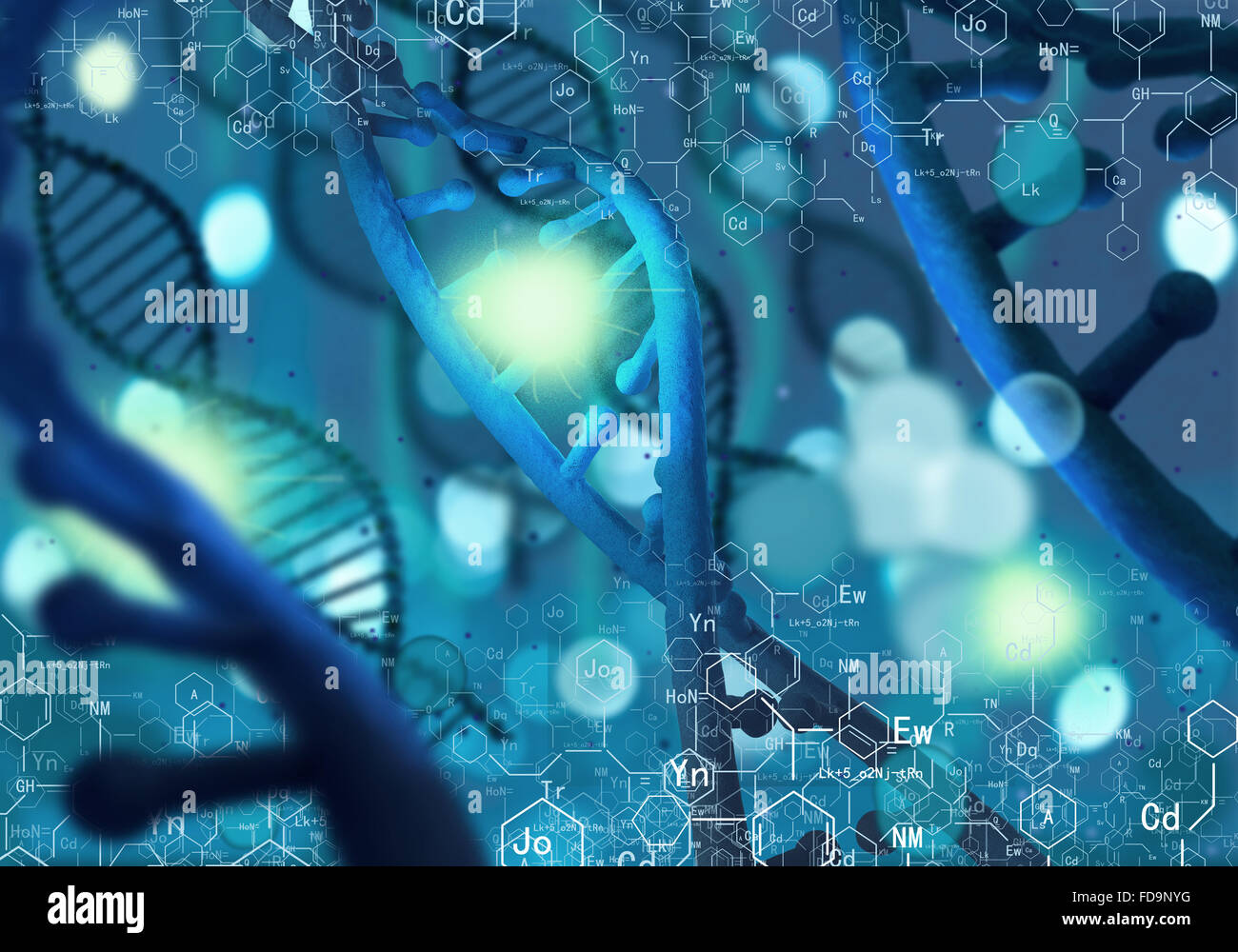 Biochemistry concept with digital blue DNA molecule Stock Photo - Alamy