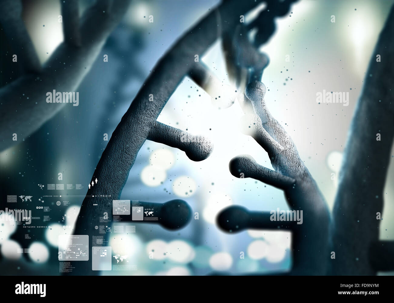 Biochemistry concept with digital blue DNA molecule Stock Photo - Alamy