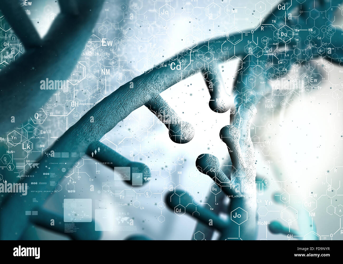 Biochemistry concept with digital blue DNA molecule Stock Photo - Alamy